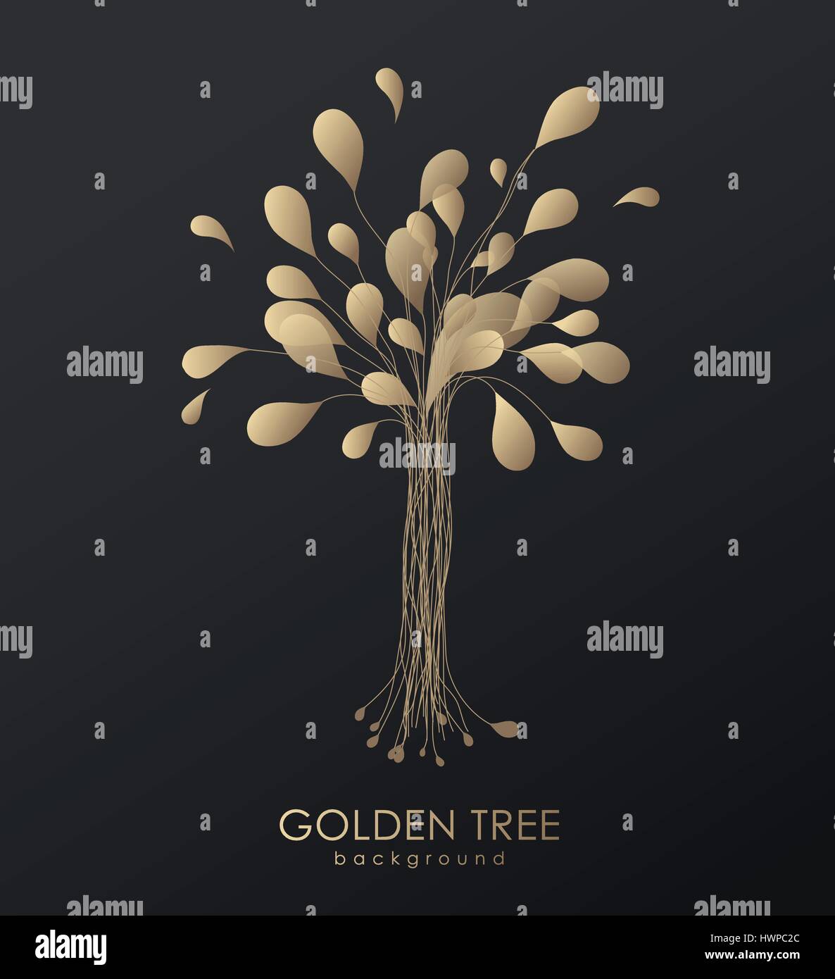 Golden abstract tree created from lines and leafs Stock Vector Image ...