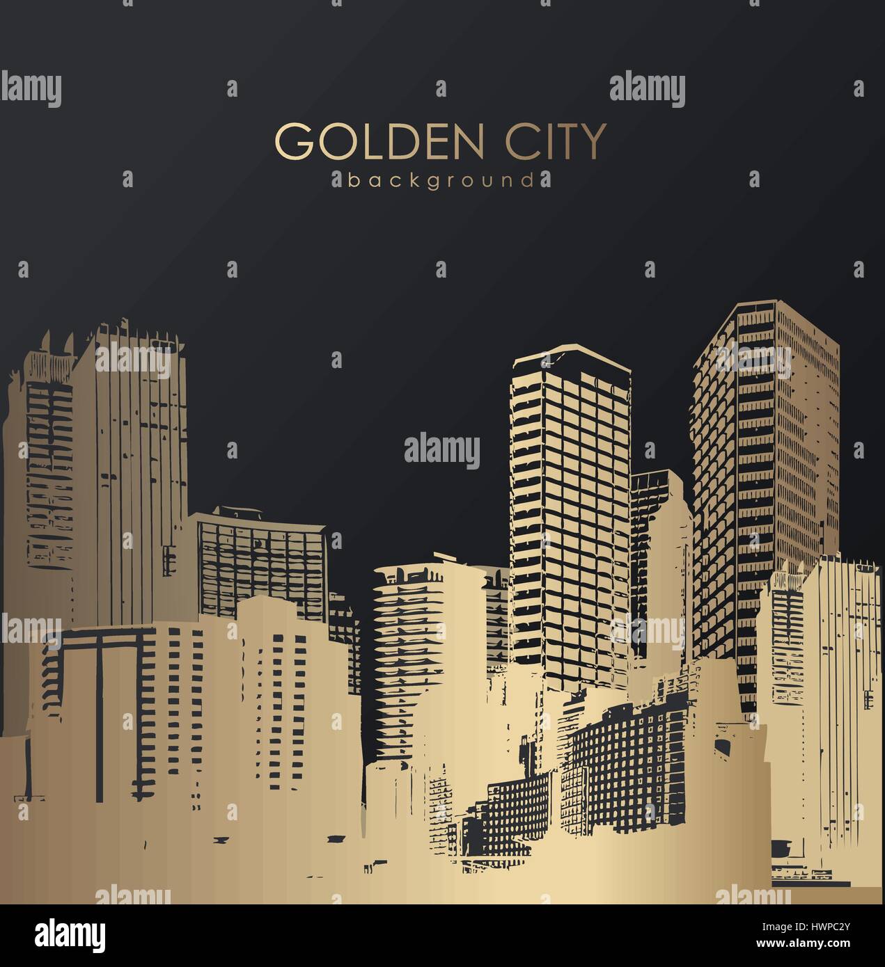 Golden cityscape with skyscrapers Stock Vector Image & Art - Alamy