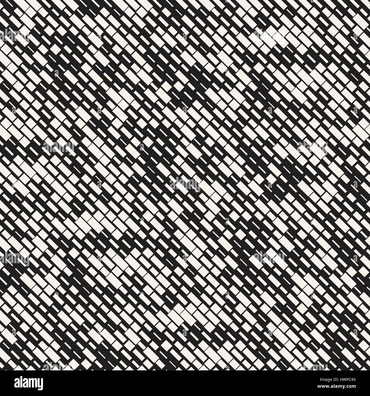 Vector Seamless Black And White Irregular Dash Rectangles Grid Pattern. Trendy Monochrome ...