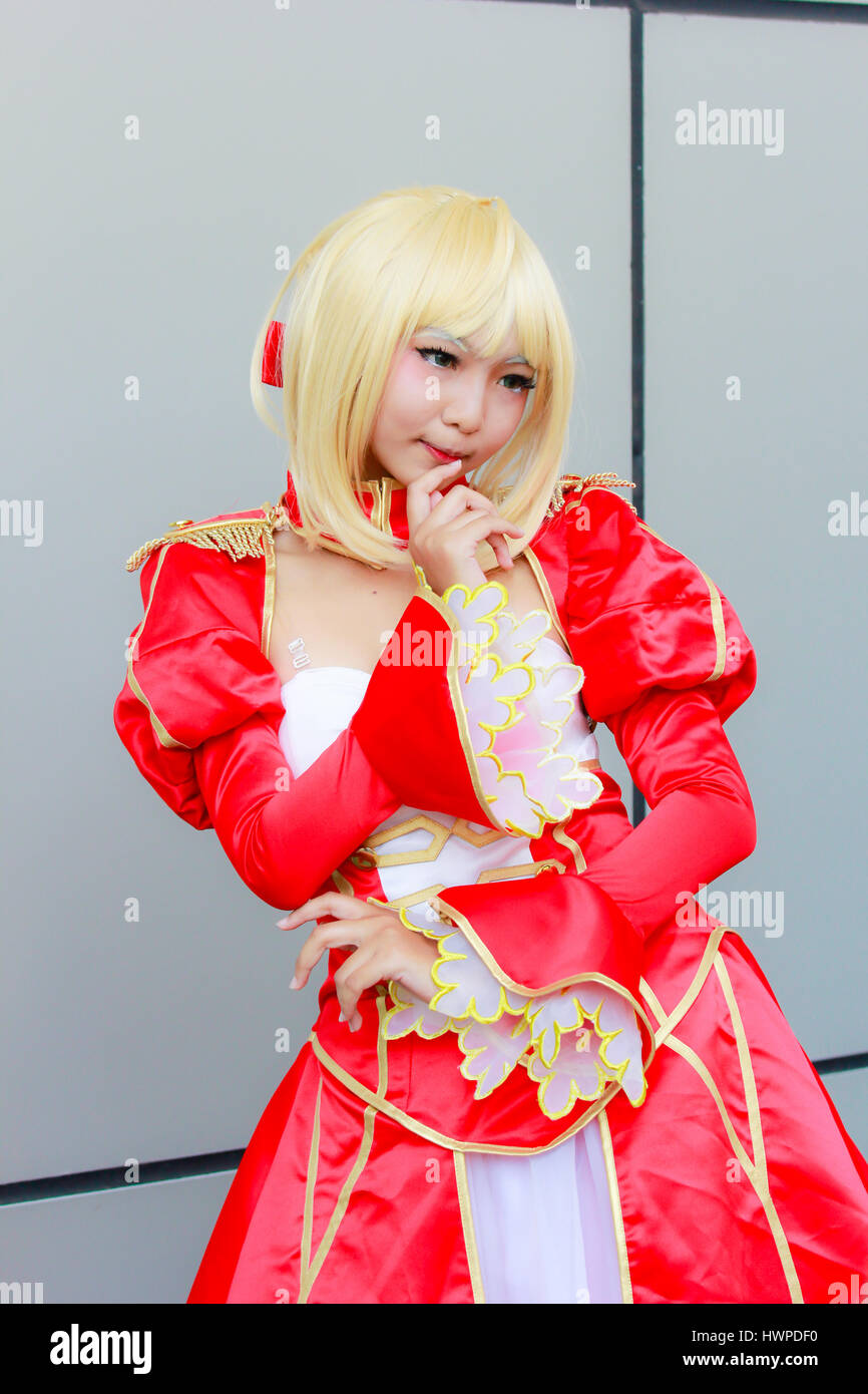 Bangkok - Feb 12: An unidentified Japanese anime cosplay pose on ...