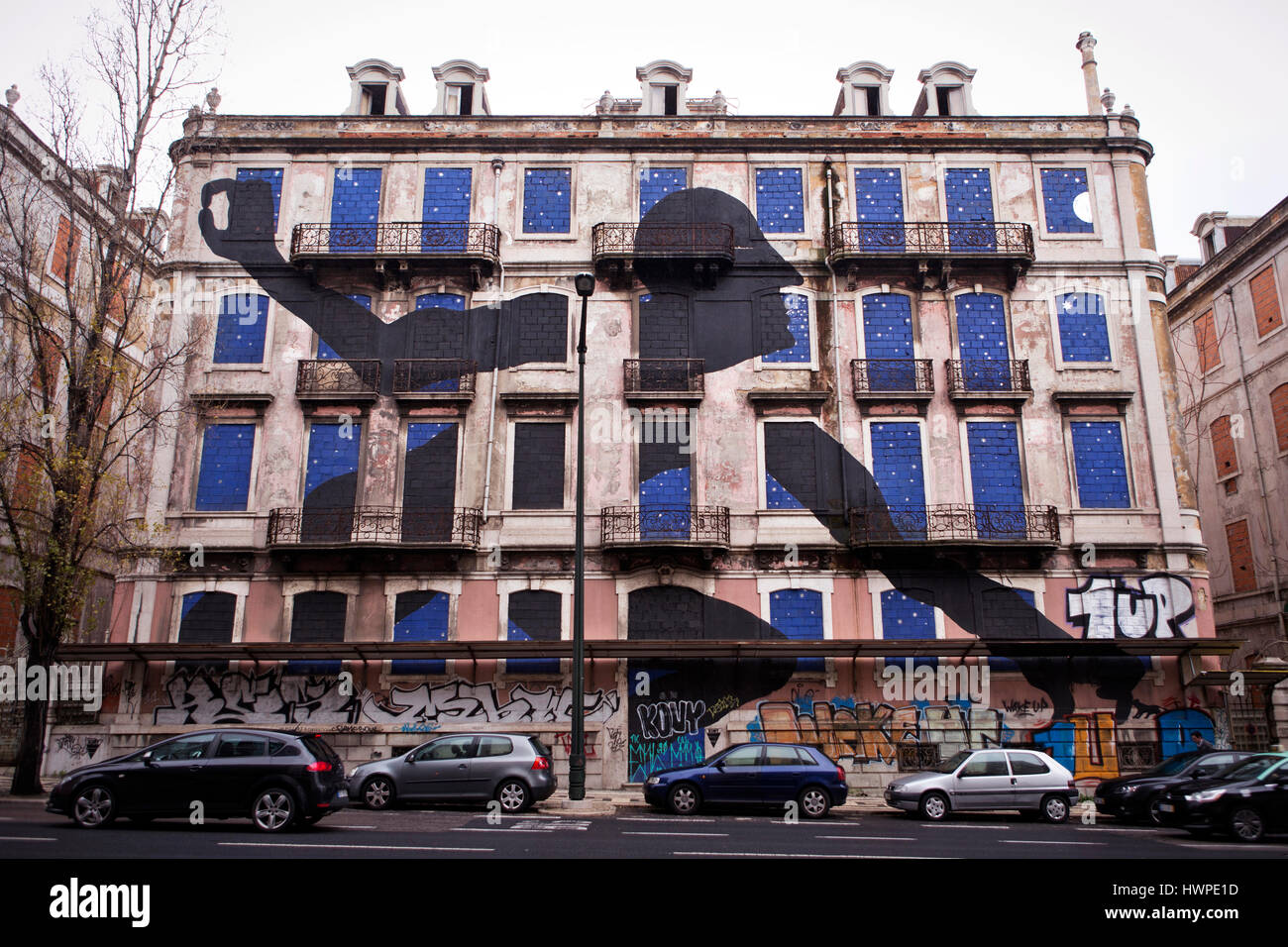 A Street art painting by Sam3 on a wall in Lisbon, Portugal. These ...