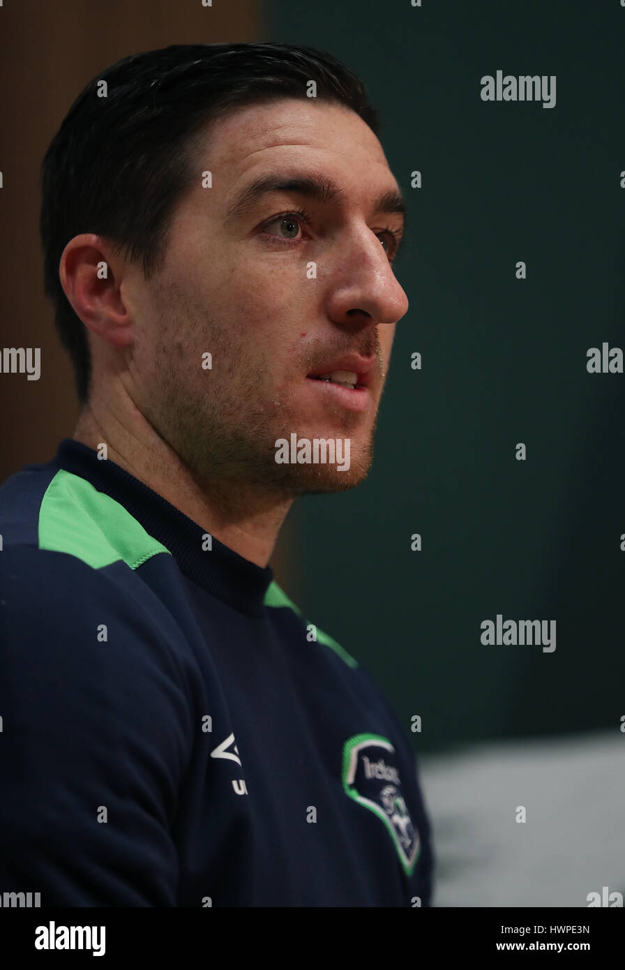 Republic of Ireland's Stephen Ward during a press conference at the FAI ...