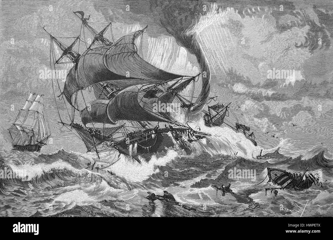 Waterspout drawing hi-res stock photography and images - Alamy