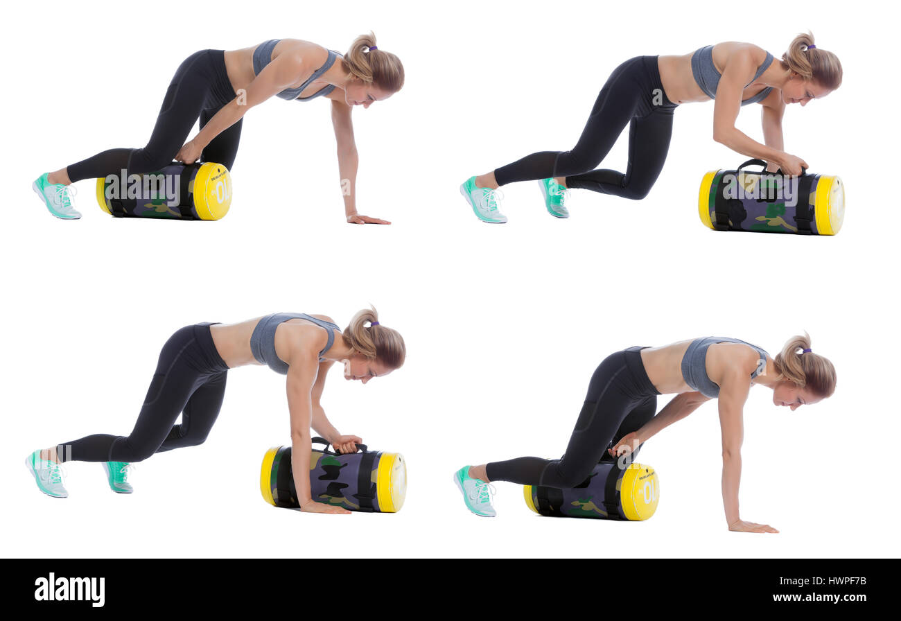 Core bag exercise executed with a professional trainer Stock Photo - Alamy