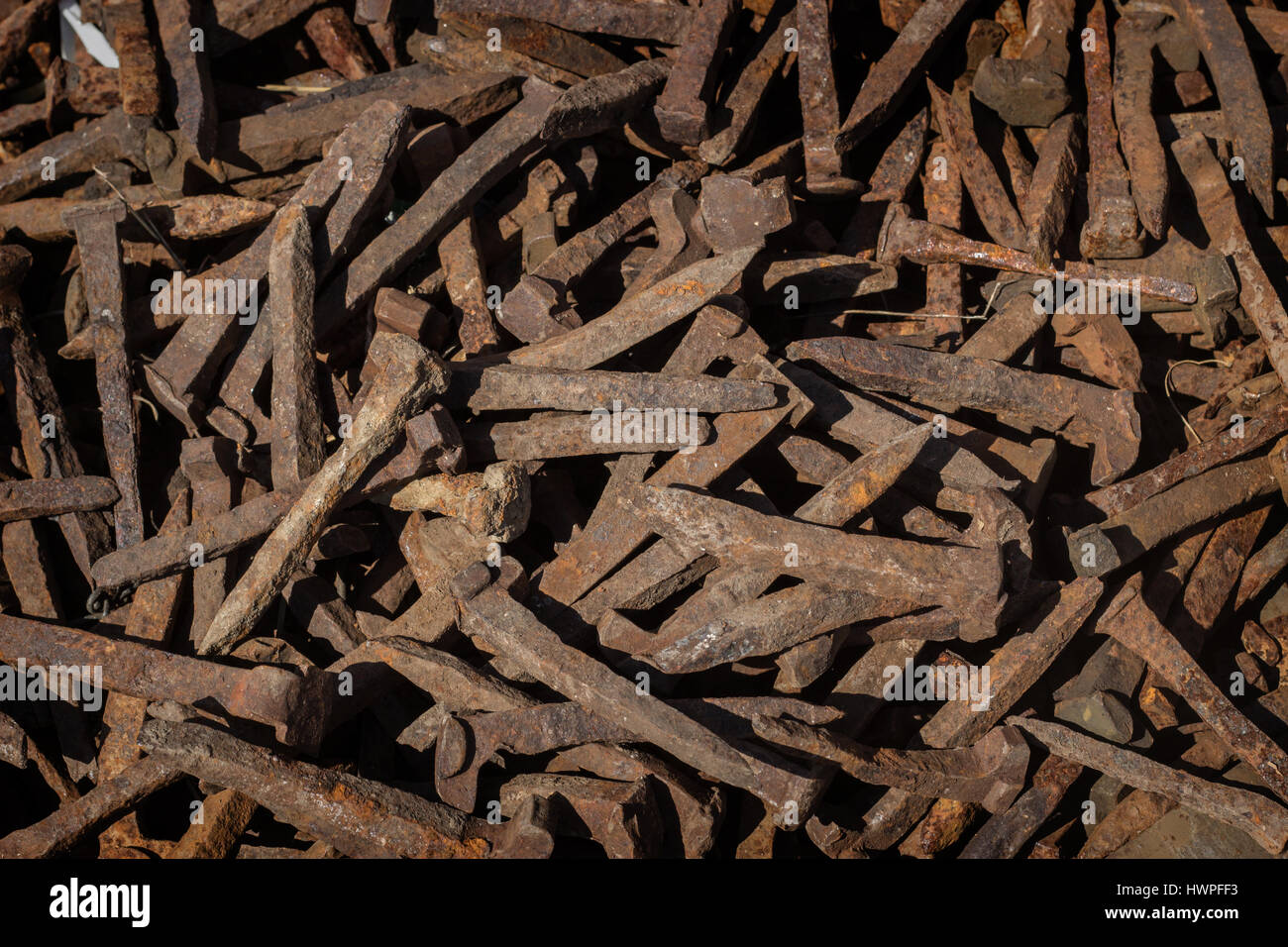 old rusty nail steel from railway train wood for background show end of ...