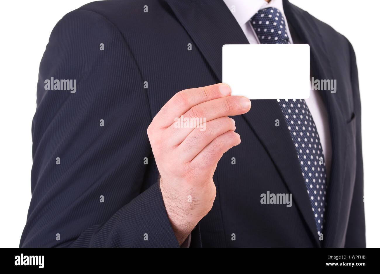 Business man showing blank card Stock Photo - Alamy