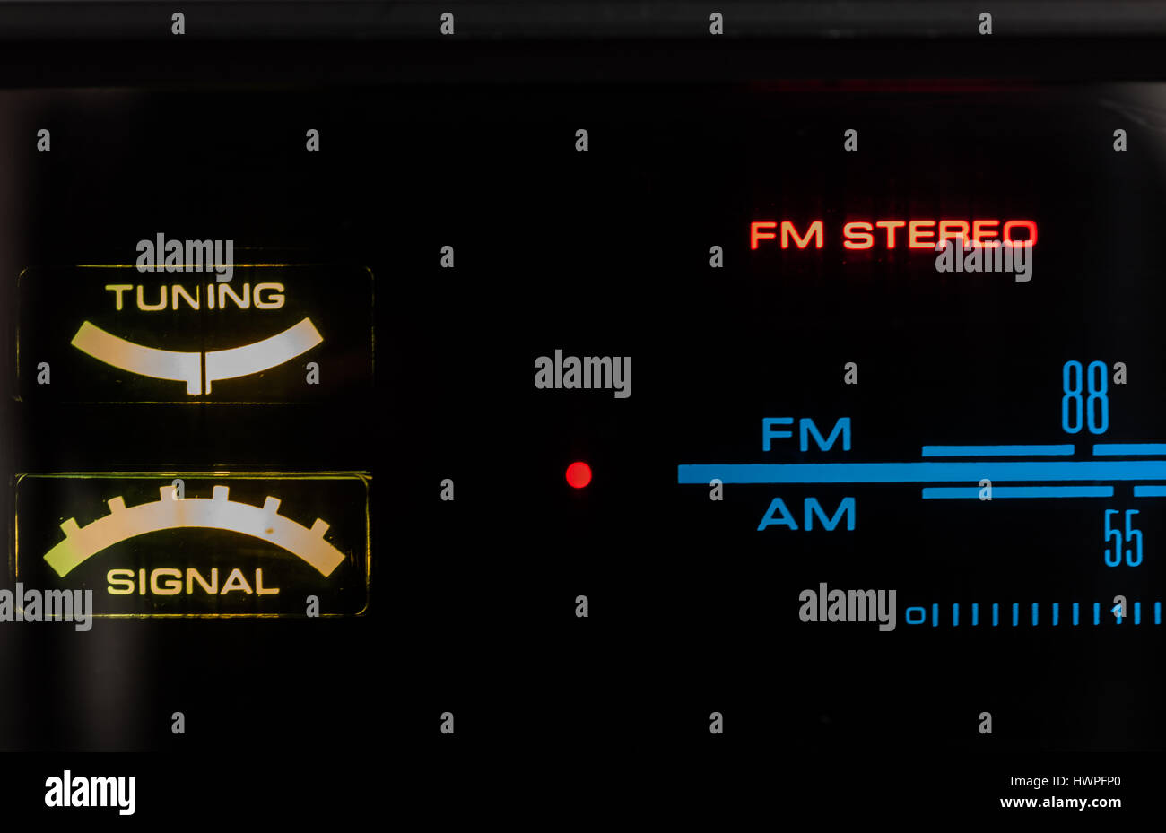 Vintage Receiver Signal and Tuning Meters Stock Photo - Alamy