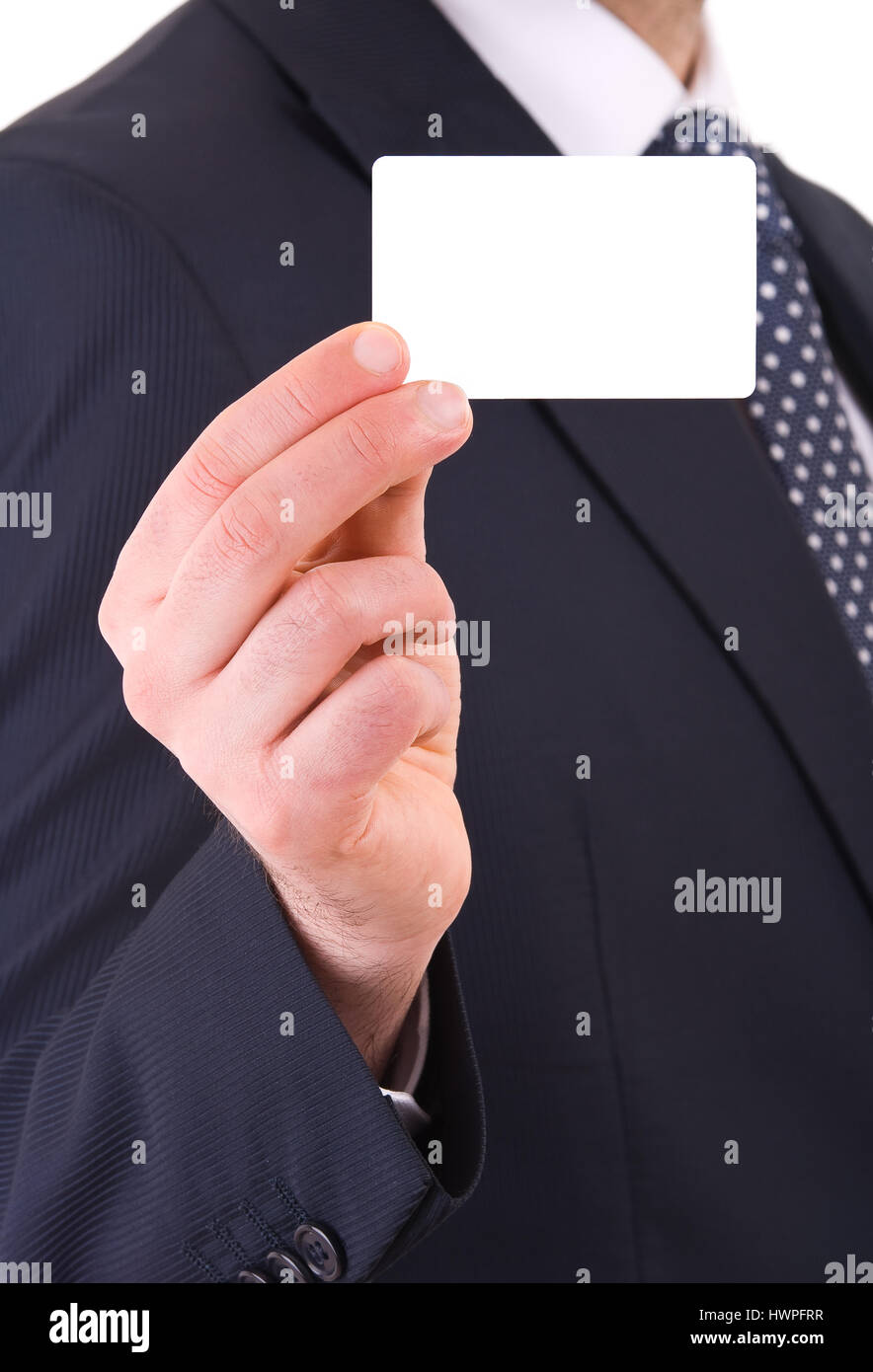 Business man showing blank card Stock Photo - Alamy