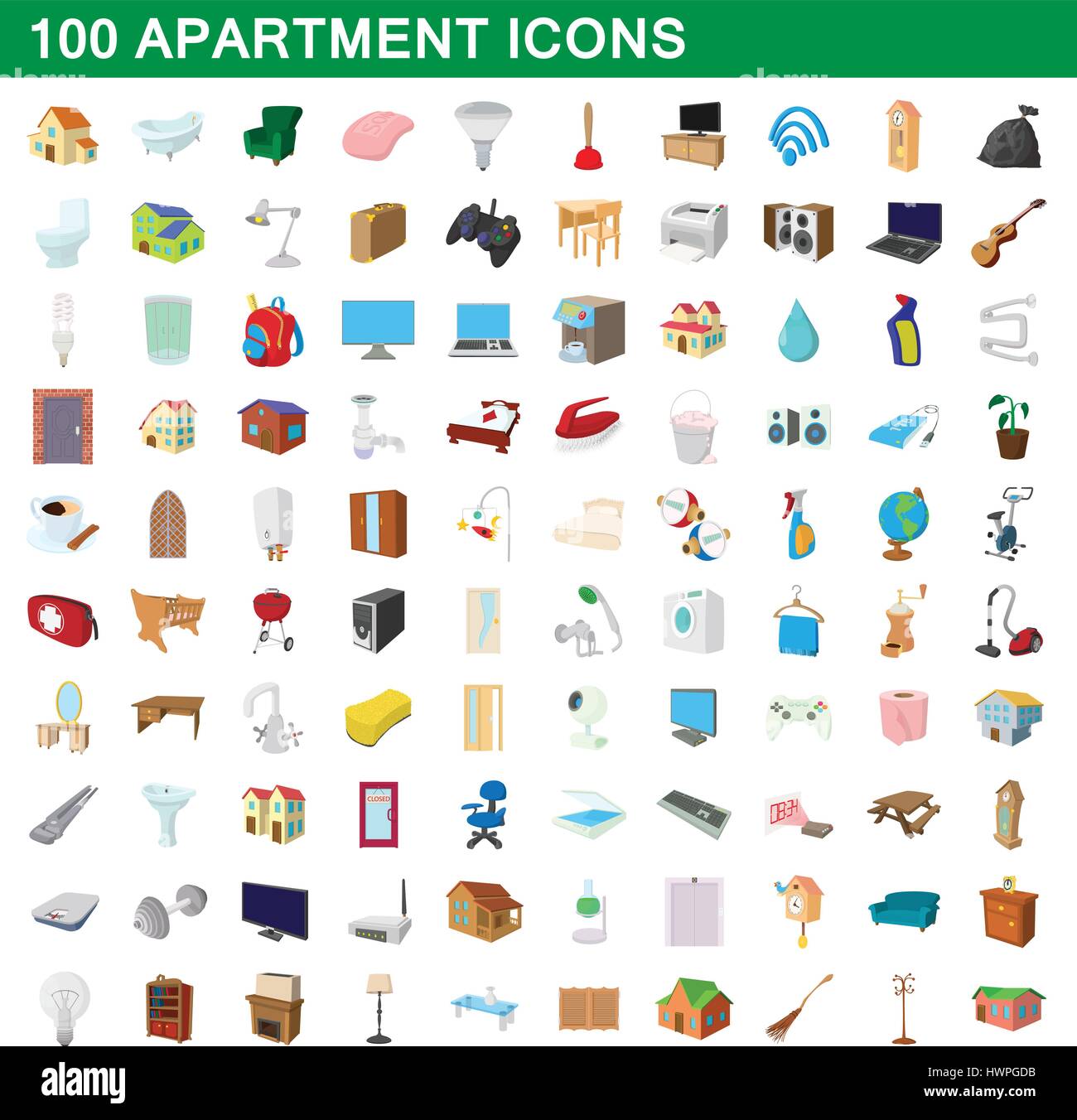 Home appliances icons set cartoon hi-res stock photography and images ...