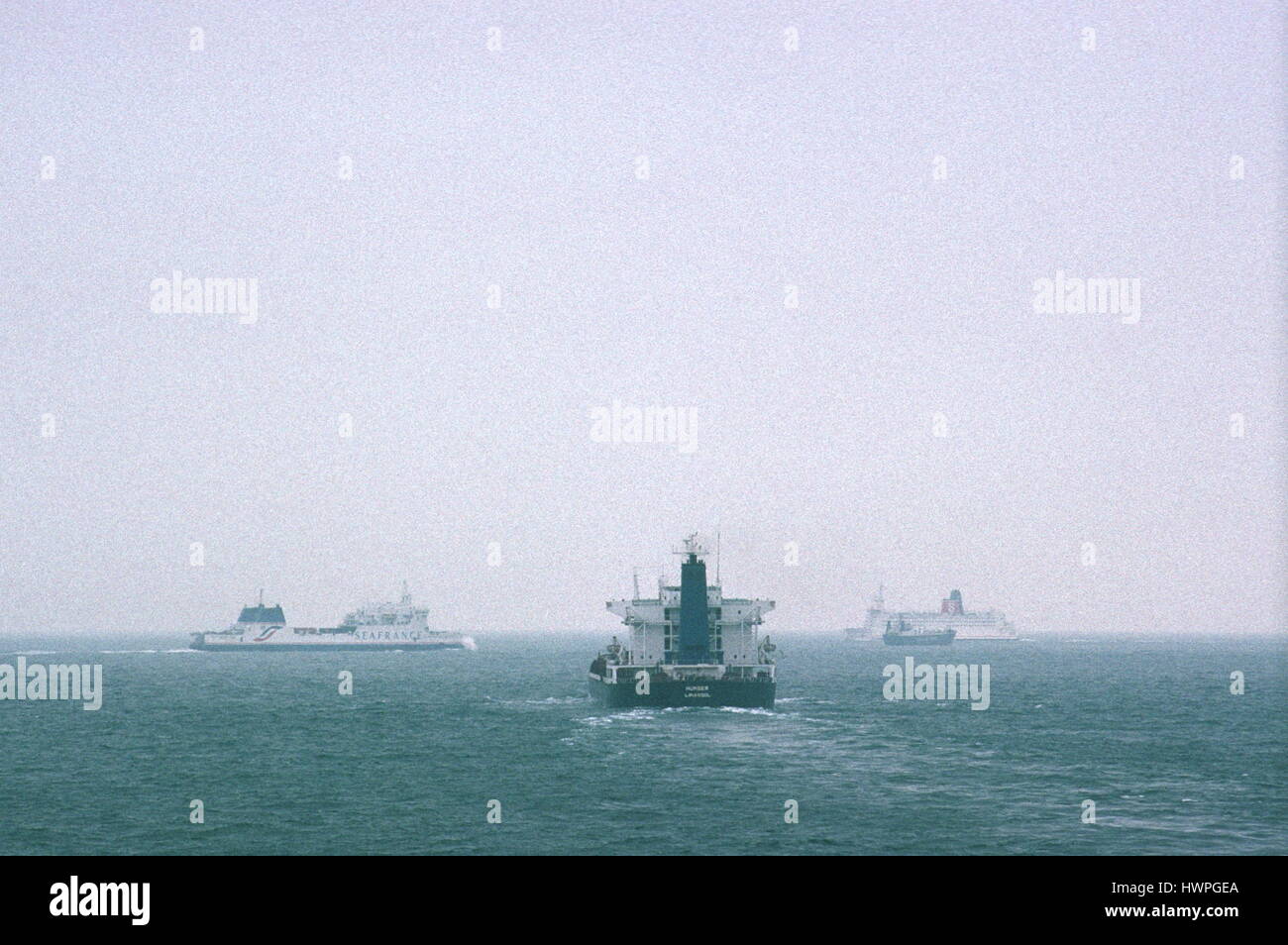 AJAXNETPHOTO. ENGLISH CHANNEL. - TRAFFIC SEPARATION - A TANKER HEADS ...