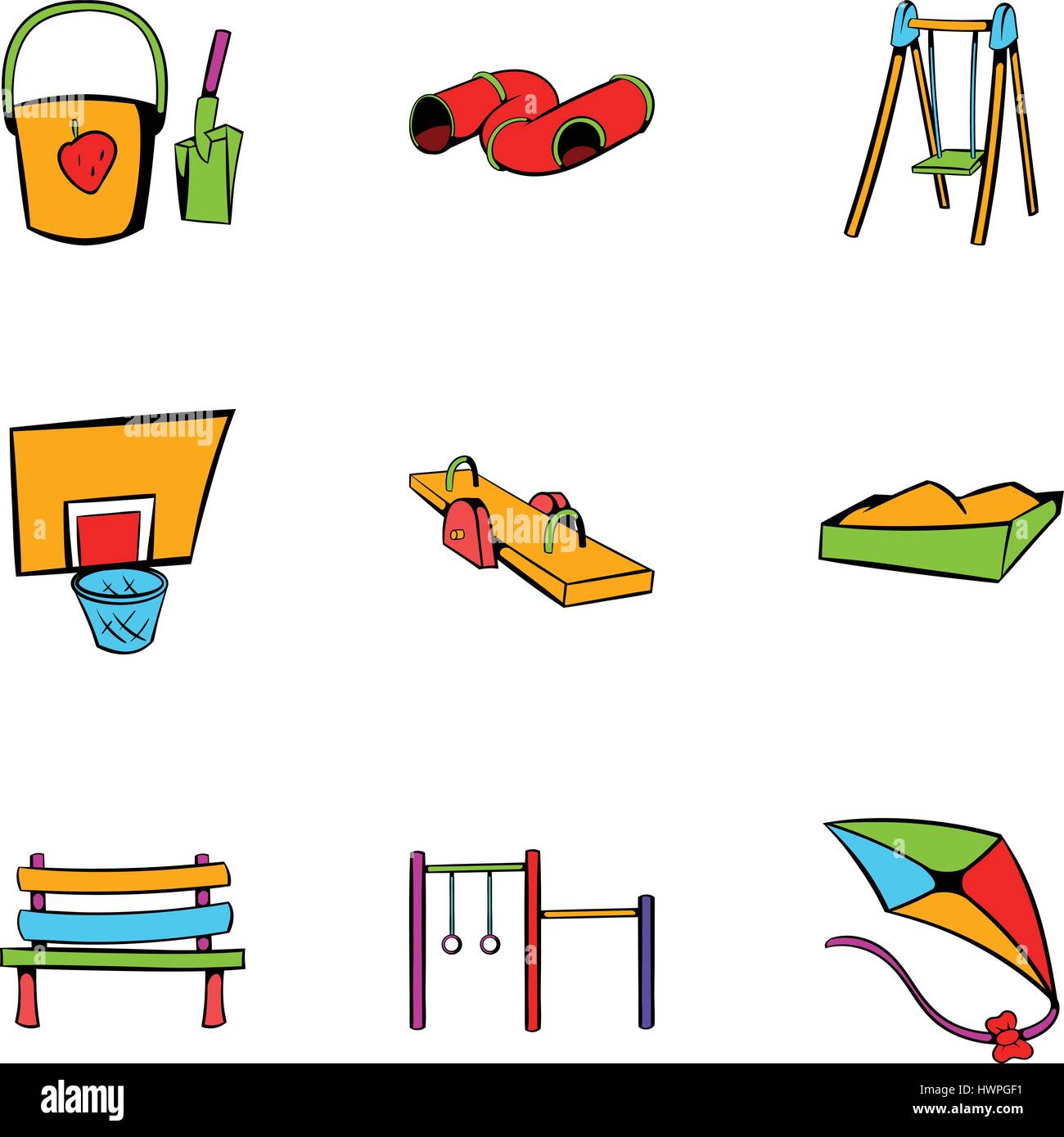 Playground icons set, cartoon style Stock Vector Image & Art - Alamy