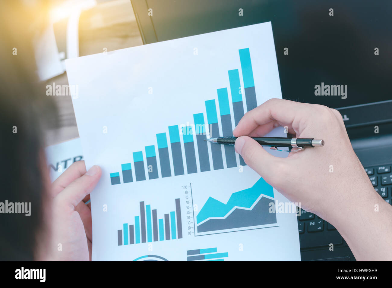 business statistics success concept : businessman analytics financial ...