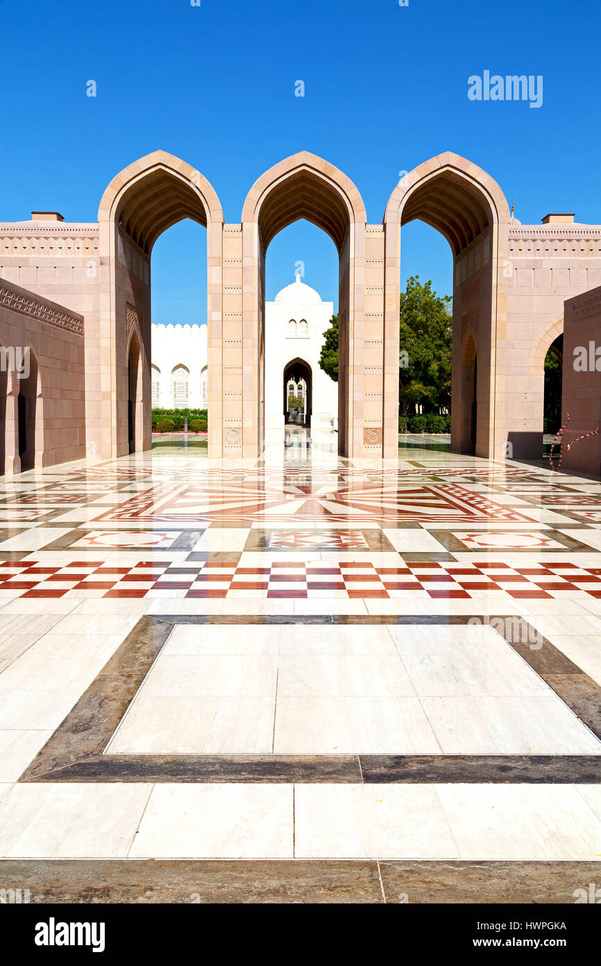 minaret and religion in clear sky in oman muscat the old mosque Stock ...