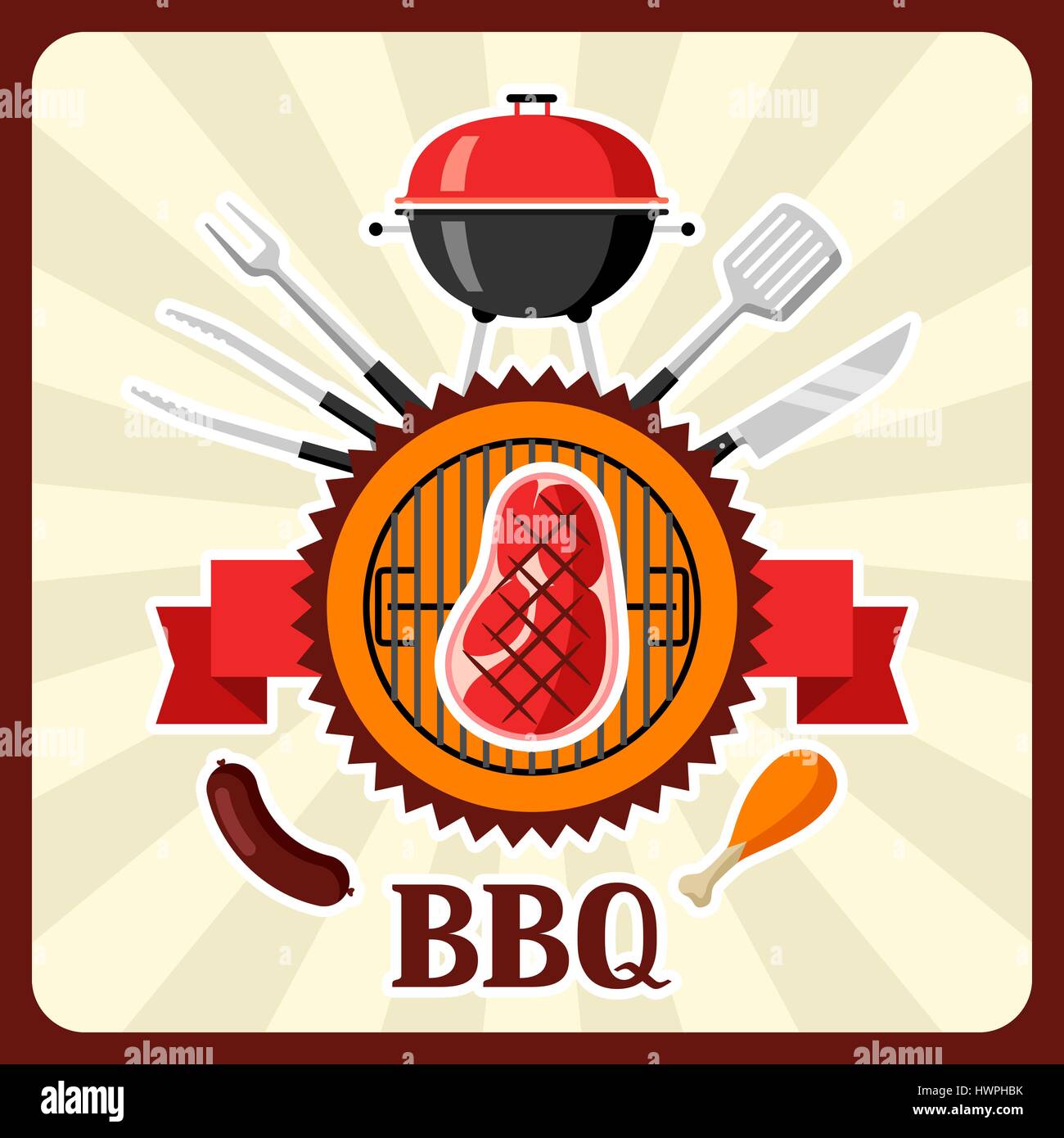 Grill steak bbq outdoor Stock Vector Images - Alamy