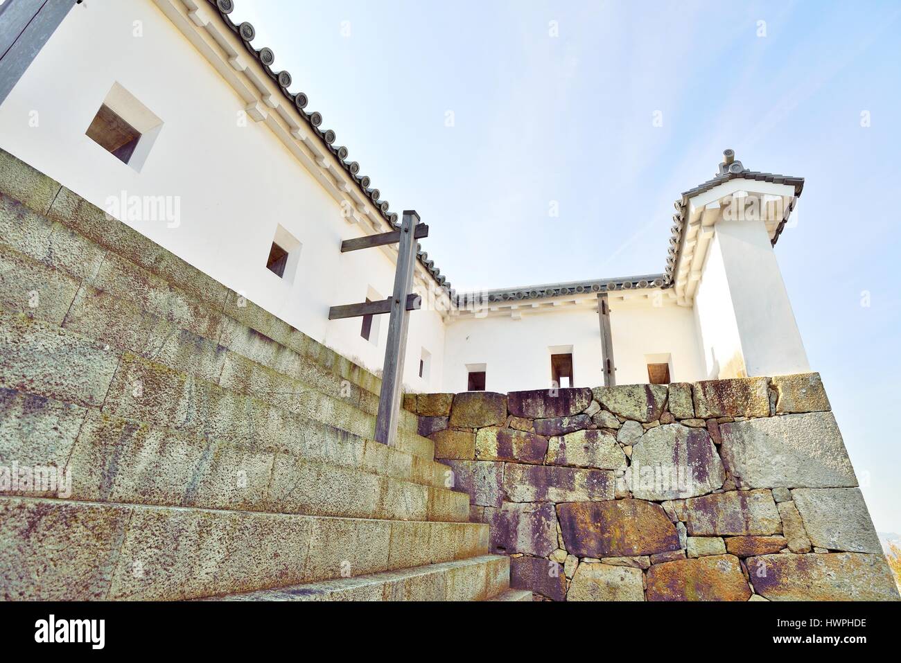 Tsuyama castle walls, stone steps and shooting holes, Japan Stock Photo ...