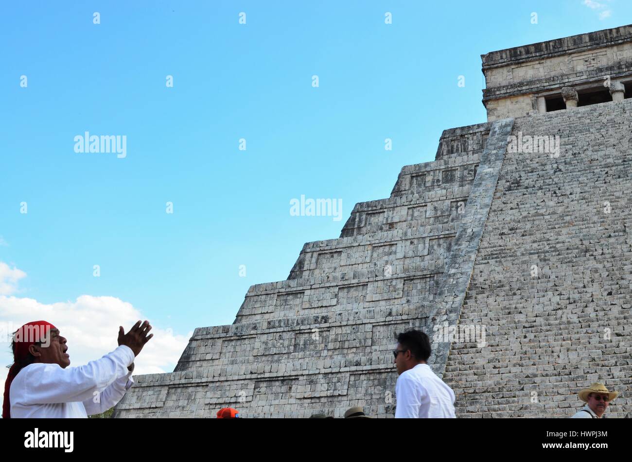 Yucatan, Mexico. 21st Mar, 2017. People take part in a ritual to ...