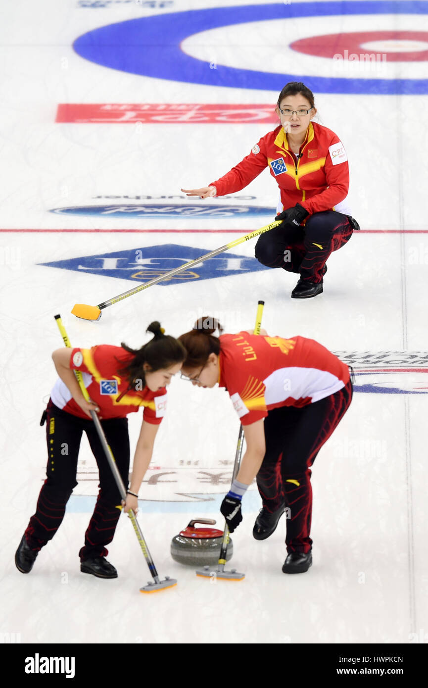Beijing, China. 22nd Mar, 2017. Wang Bingyu (top) of China competes ...