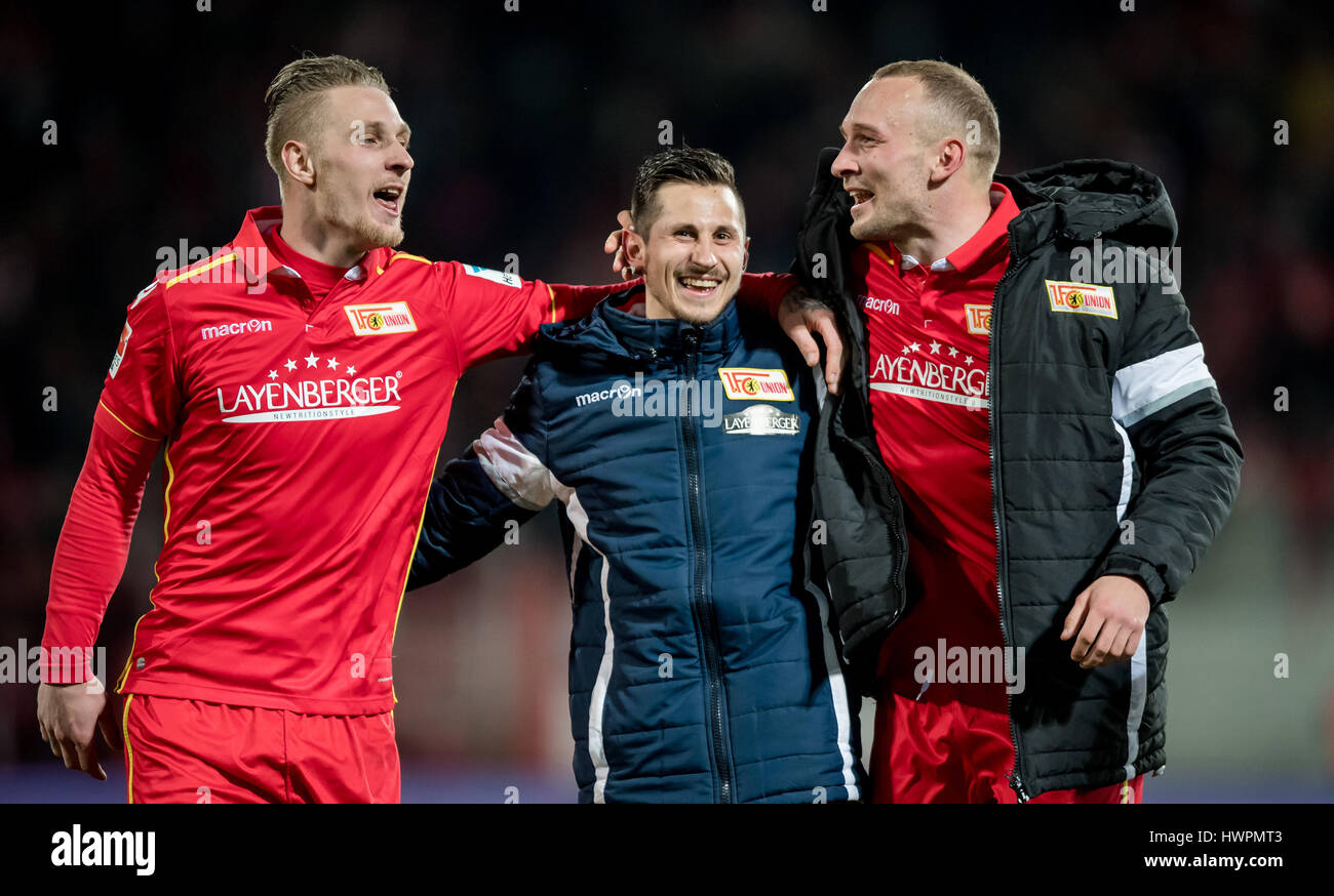 Berlin's Sebastian Polter (L), Steven Skrzybski (C) and Toni Leistner ...