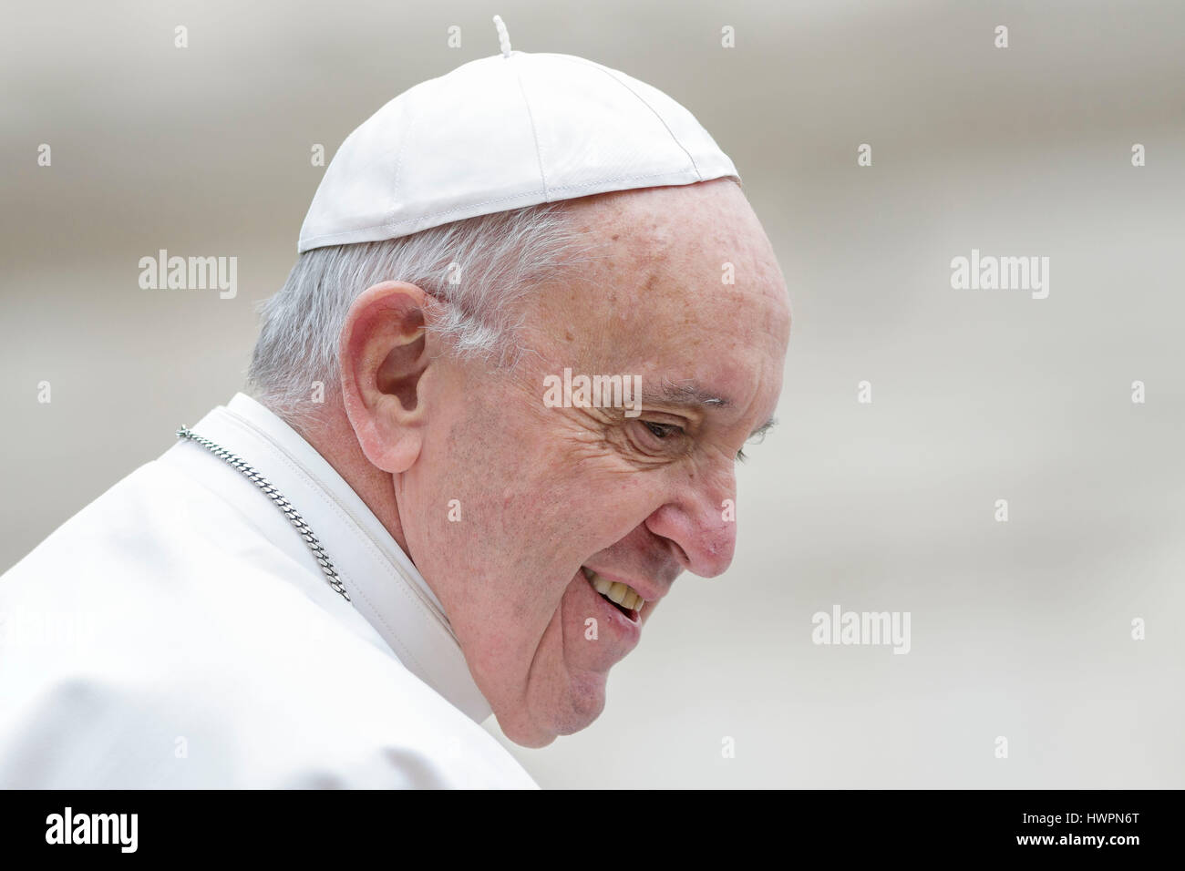 Vatican City, Vatican. 22nd Mar, 2017. Pope Francis smiles as he ...