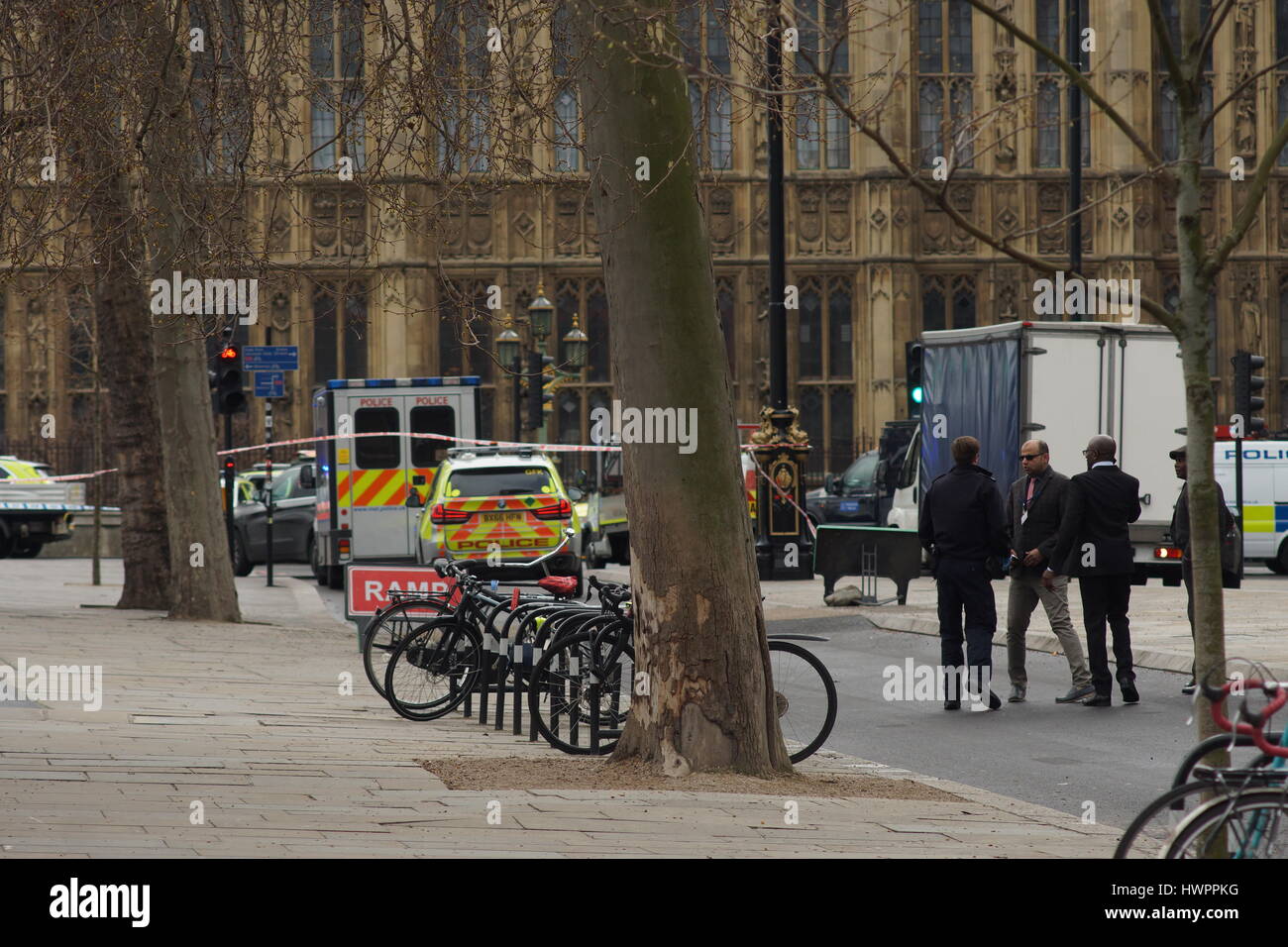 London, UK. 22nd Mar, 2017. Reports of a stabbing and shooting outside ...