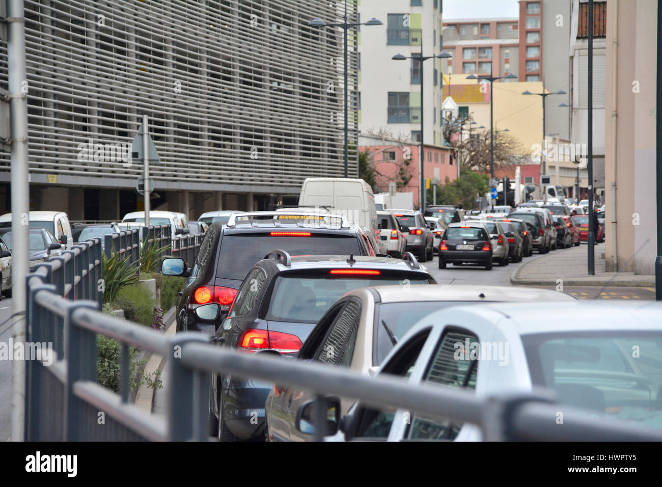Gibraltar. 22nd March 2017. Image of traffic gridlock following the ...