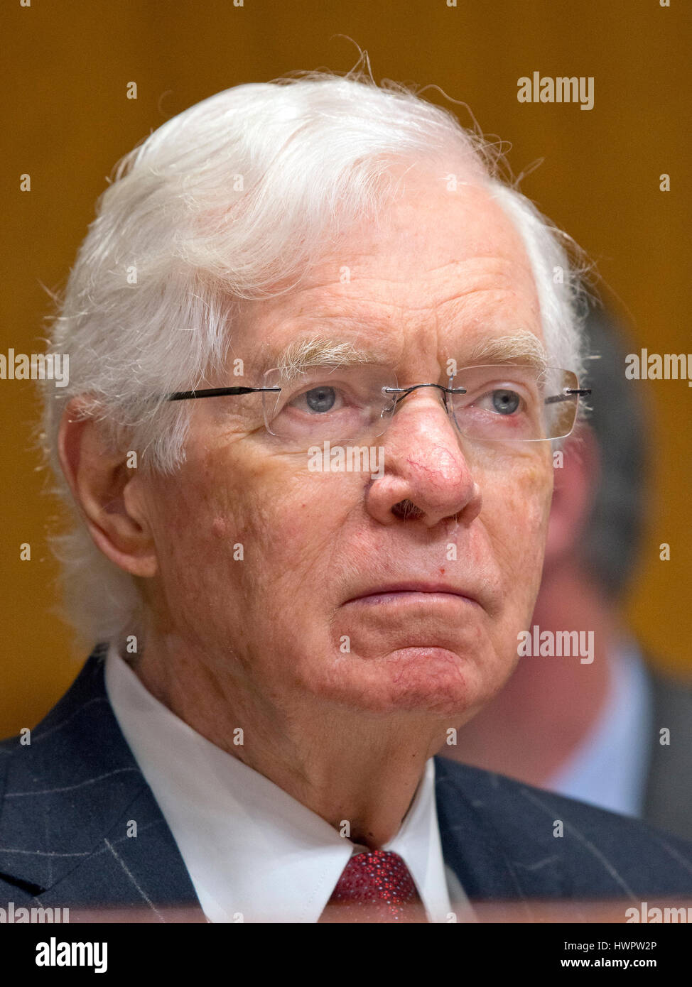 United States Senator Thad Cochran (Republican of Mississippi) listens ...