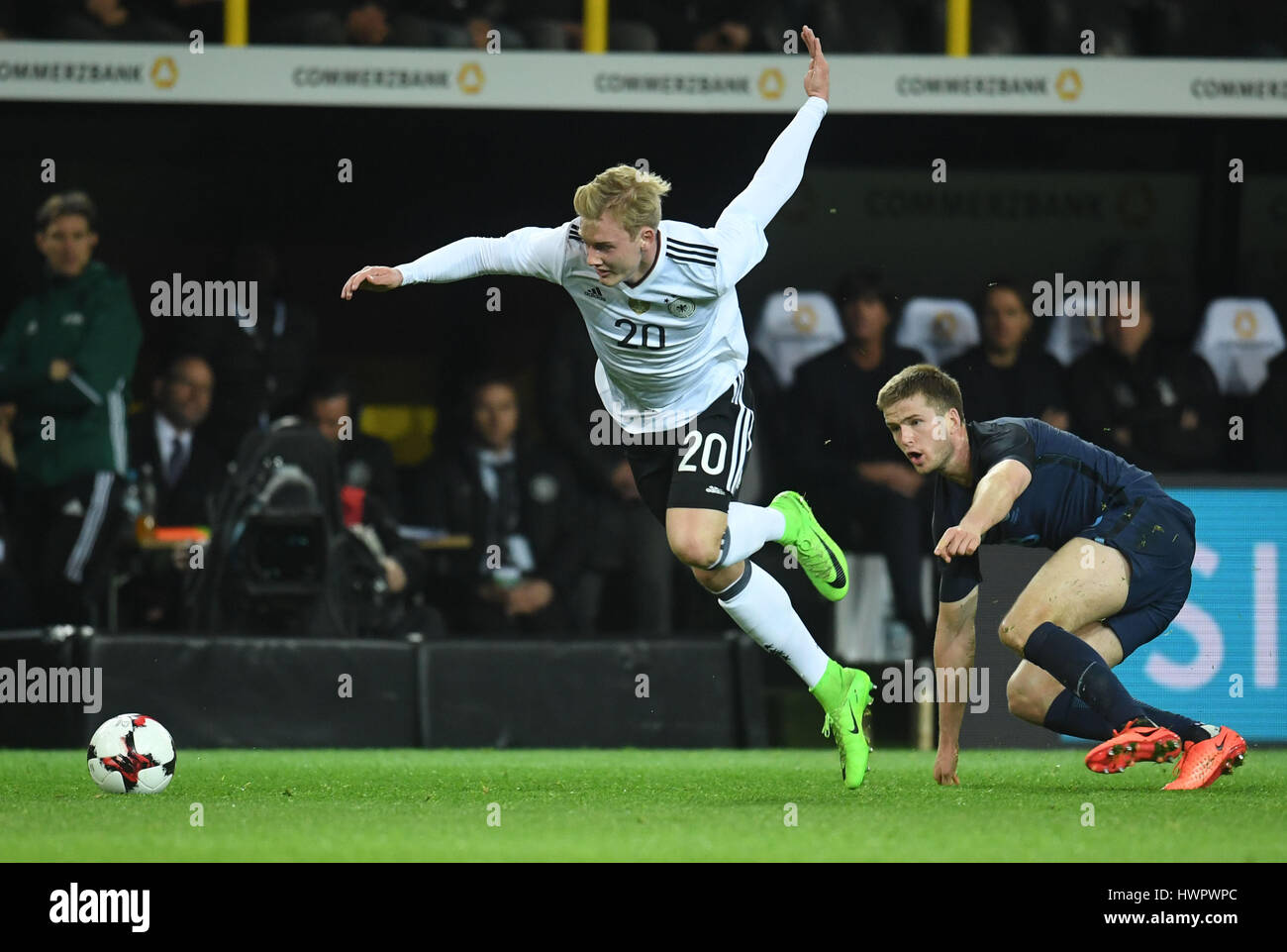Dortmund, Germany. 22nd Mar, 2017. Germany's Julian Brandt (L) and ...