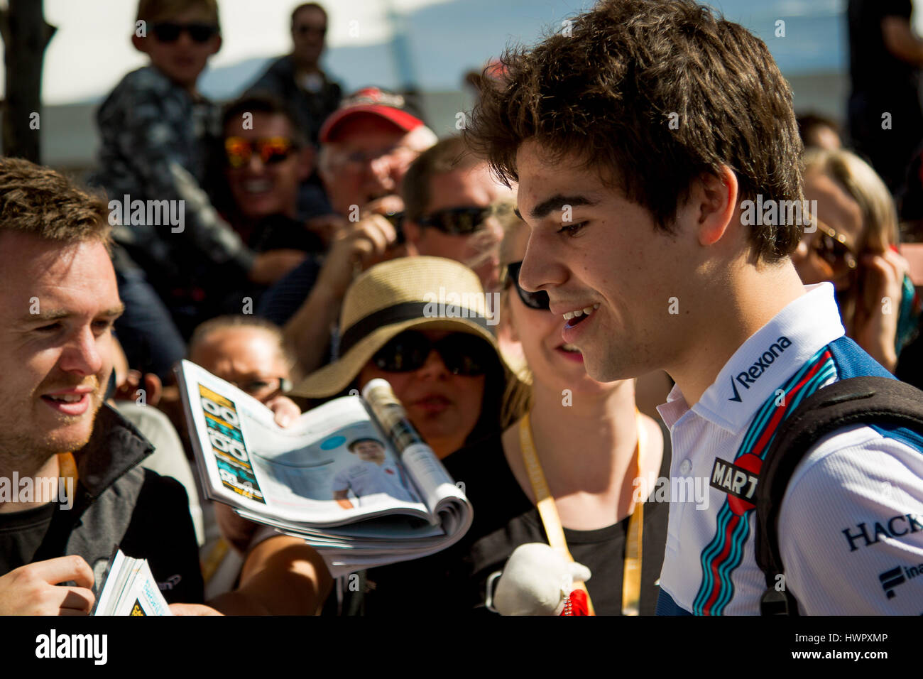 Melbourne, Australia. 23rd Mar, 2017. Lance Stroll signs autographs for ...