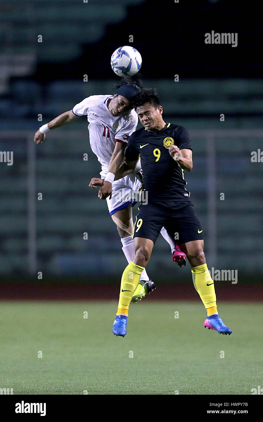 Manila, Philippines. 22nd Mar, 2017. Ahmad Hazwan Bakri of Malaysia (R ...