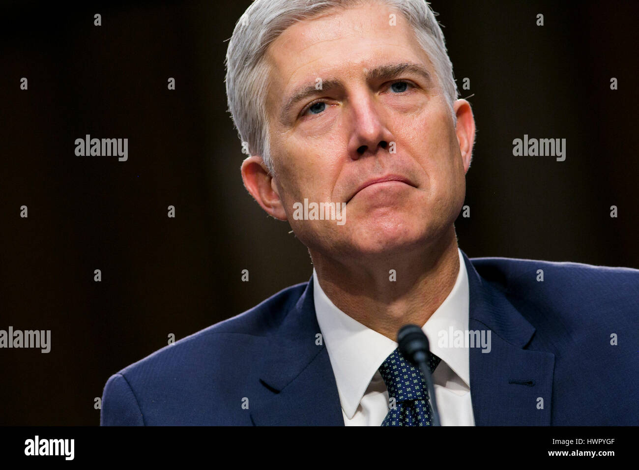 Washington, USA. 22nd Mar, 2017. Judge Neil Gorsuch testifies during ...
