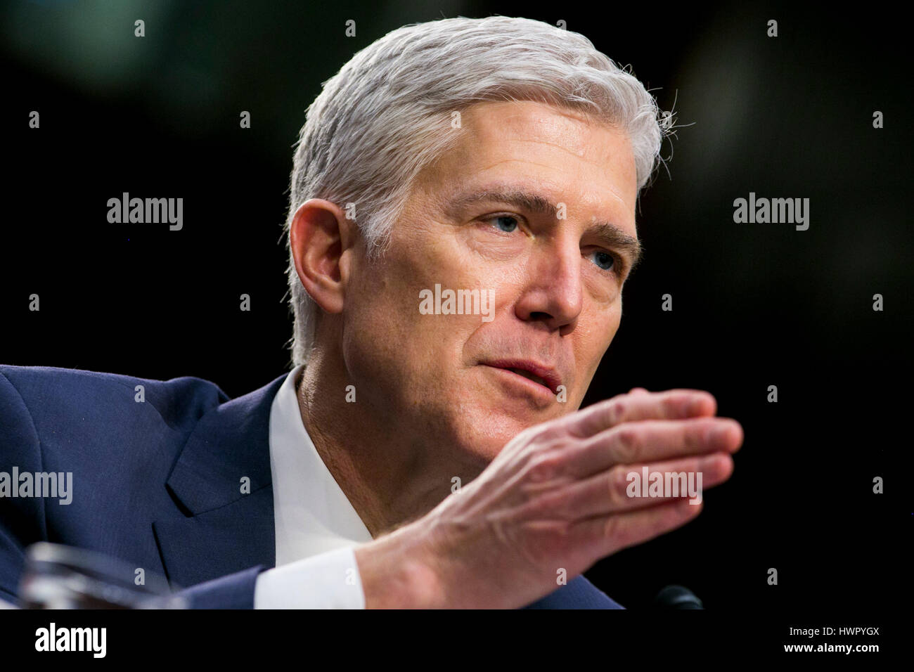 Washington, USA. 22nd Mar, 2017. Judge Neil Gorsuch testifies during ...
