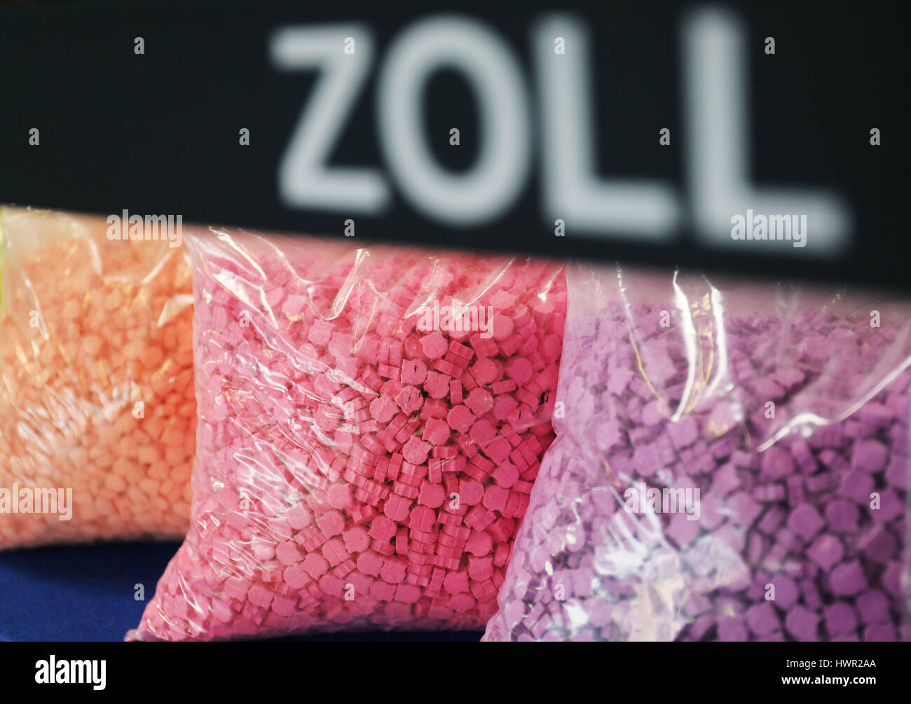 Cologne, Germany. 4th Apr, 2017. Secured ecstacy tablets can be seen on ...