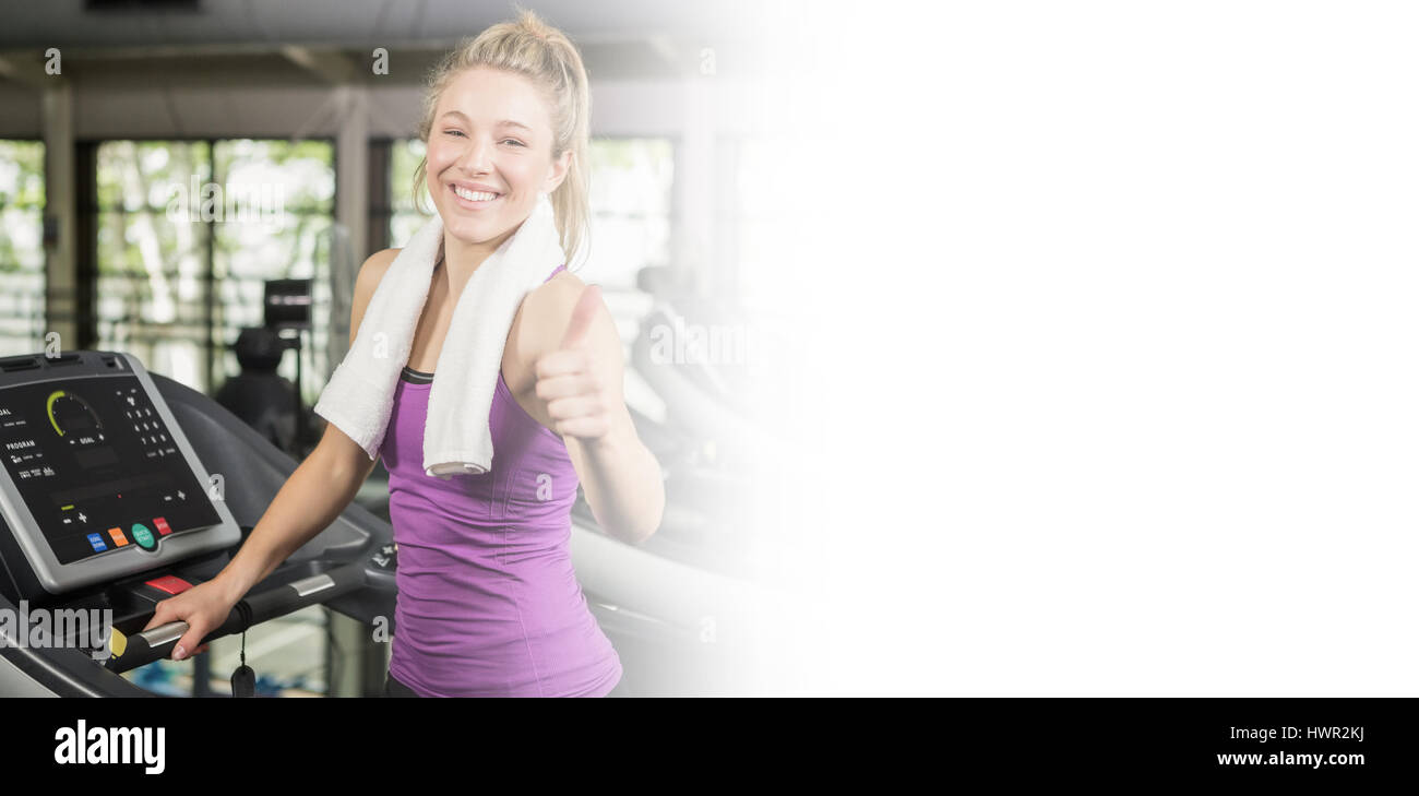 Woman at Gym smiling at camera Stock Photo - Alamy