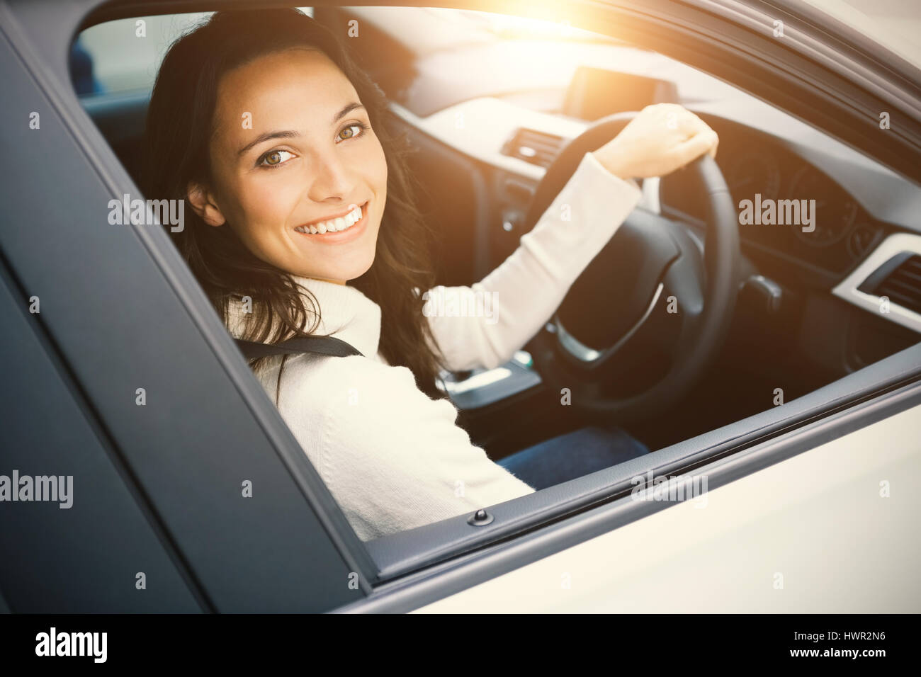 Woman driving a car Stock Photo - Alamy