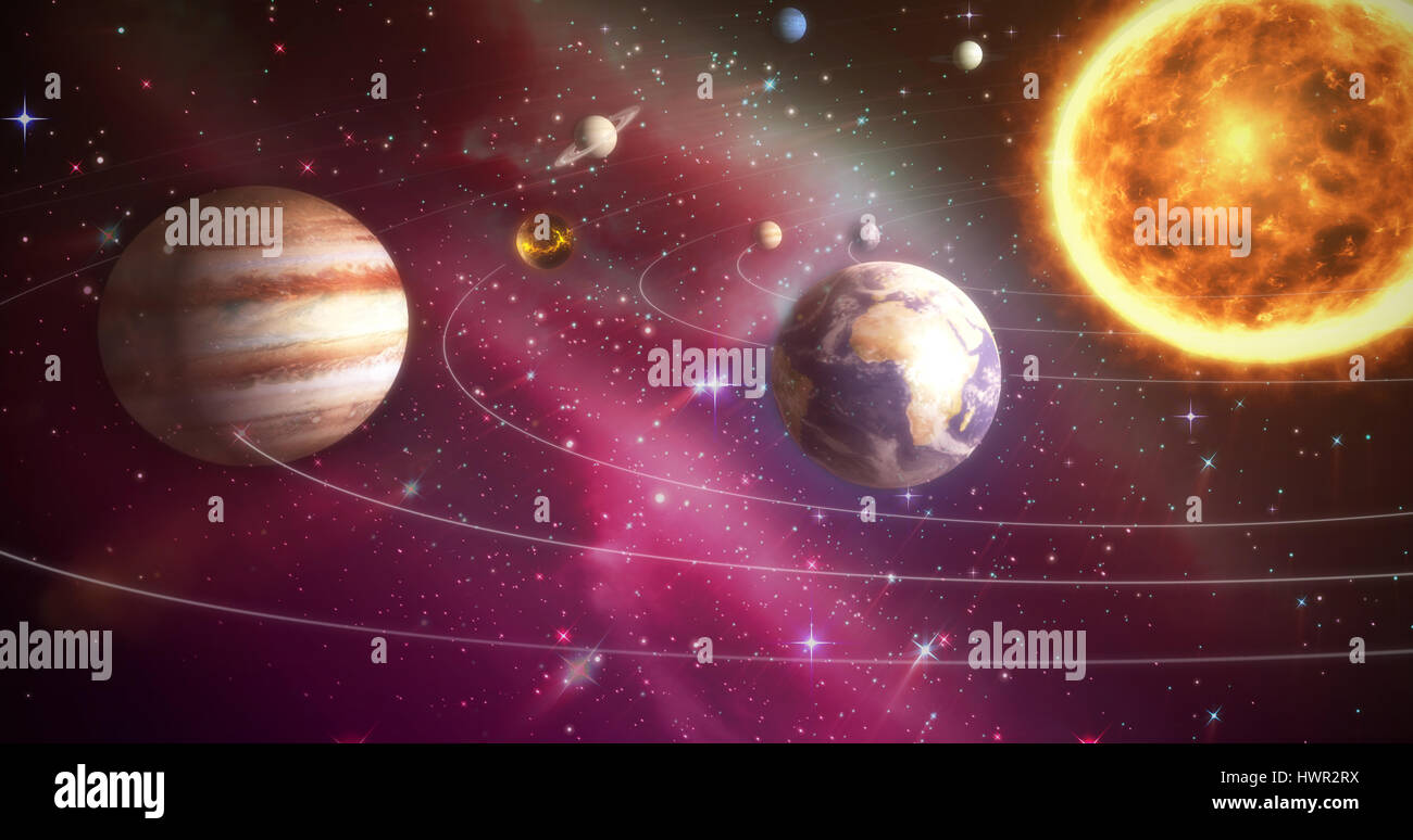 Digitally composite image of solar system against white background 3d ...