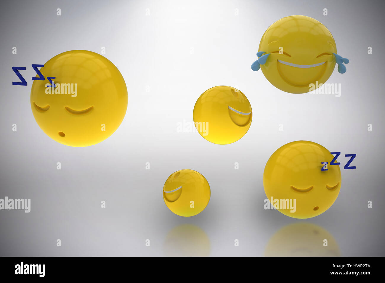 Three dimensional image of various emoticons against grey background 3d ...