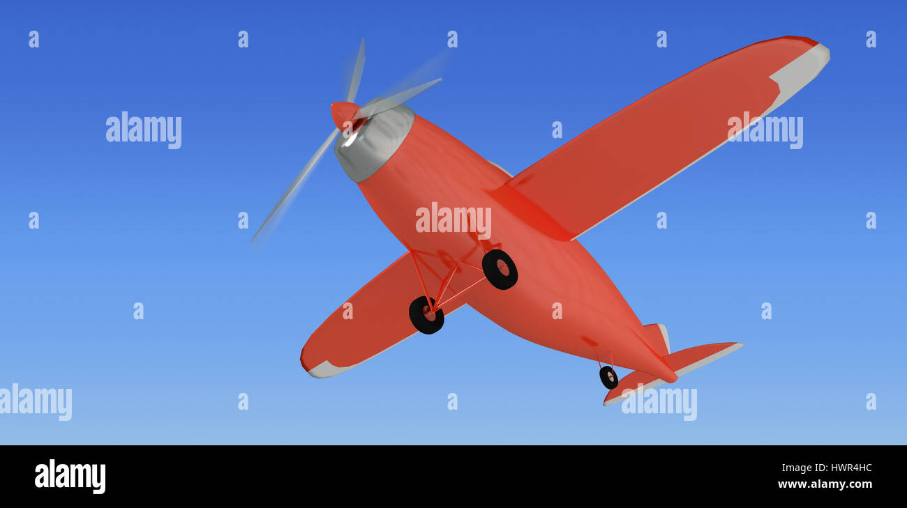 Red plane against bright blue sky 3d Stock Photo - Alamy