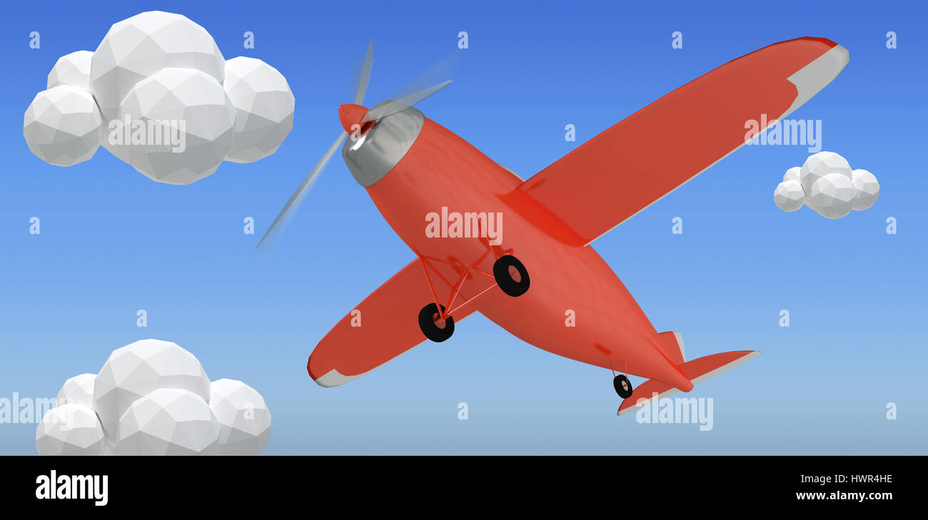Red plane against bright blue sky 3d Stock Photo - Alamy