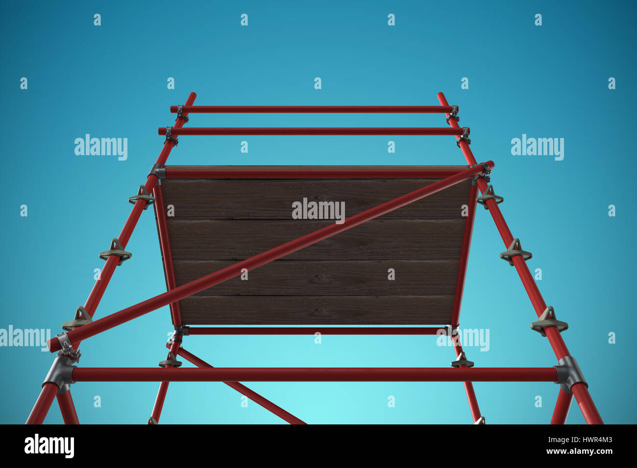 3d image of red scaffolding against blue vignette background Stock ...
