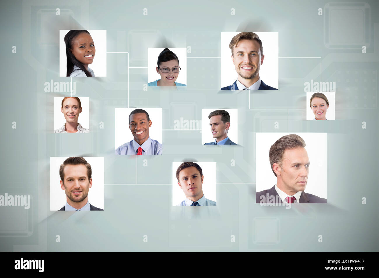Connection between people against grey background Stock Photo - Alamy