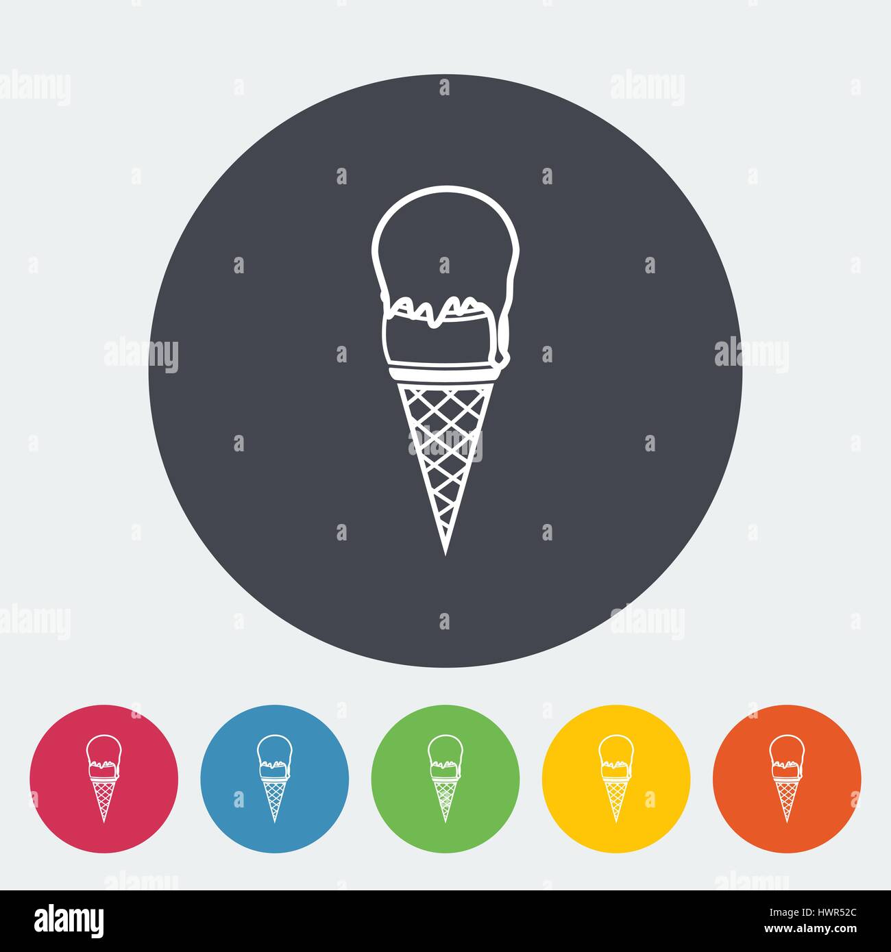 Ice cream. Single flat icon on the circle. Vector illustration Stock ...