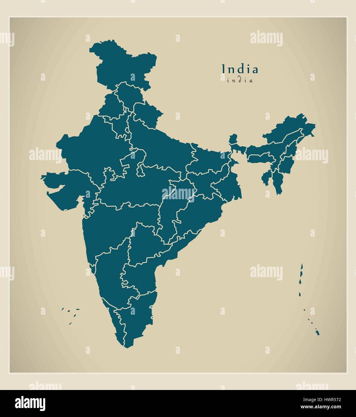 Modern Map - India with federal states IN Stock Vector Image & Art - Alamy