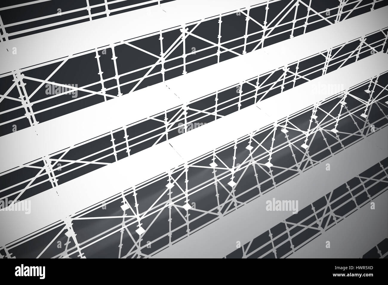 3d illustration of gray metal grate with shadow against dark grey ...