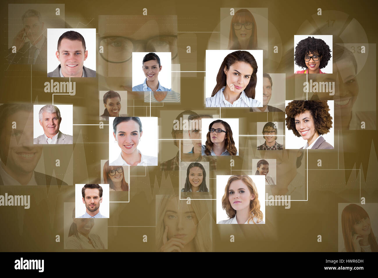 Connection between people against dark green background Stock Photo - Alamy