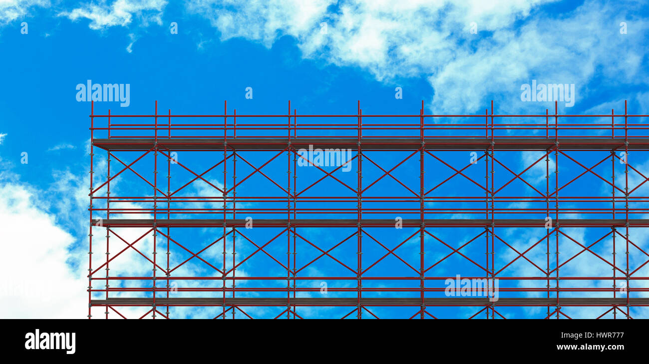 3d composite image of a scaffolding against view of beautiful sky and ...