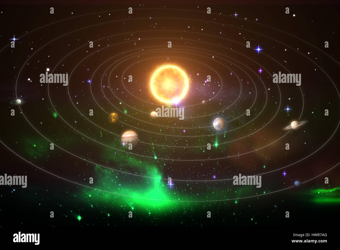 Graphic image of solar system against white background 3d Stock Photo ...