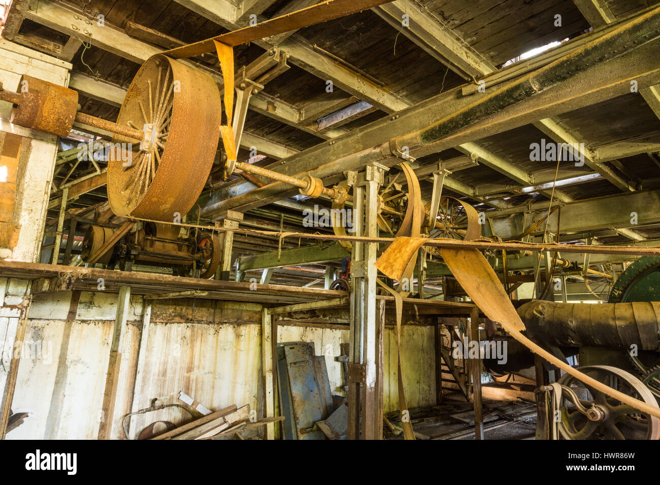 Old machinery in the abandoned coffee processing plant on the Pepperpot ...