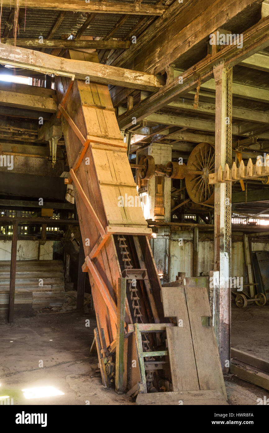Old machinery in the abandoned coffee processing plant on the Pepperpot ...