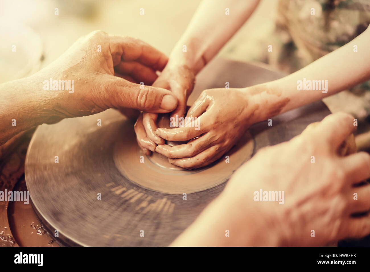 Child learning clay modeling Stock Photo - Alamy