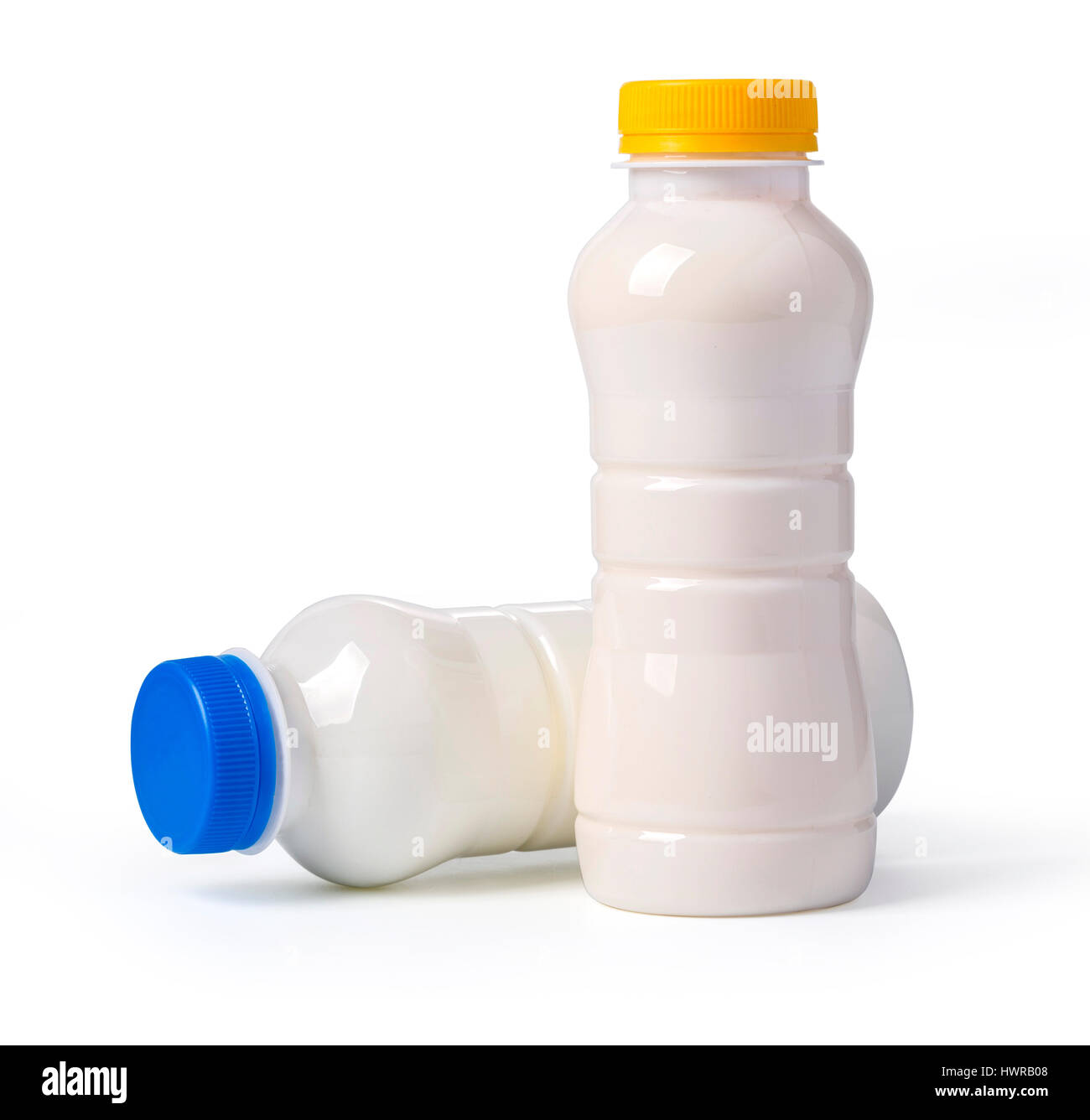 two white bottles isolated on a white background with clipping path ...